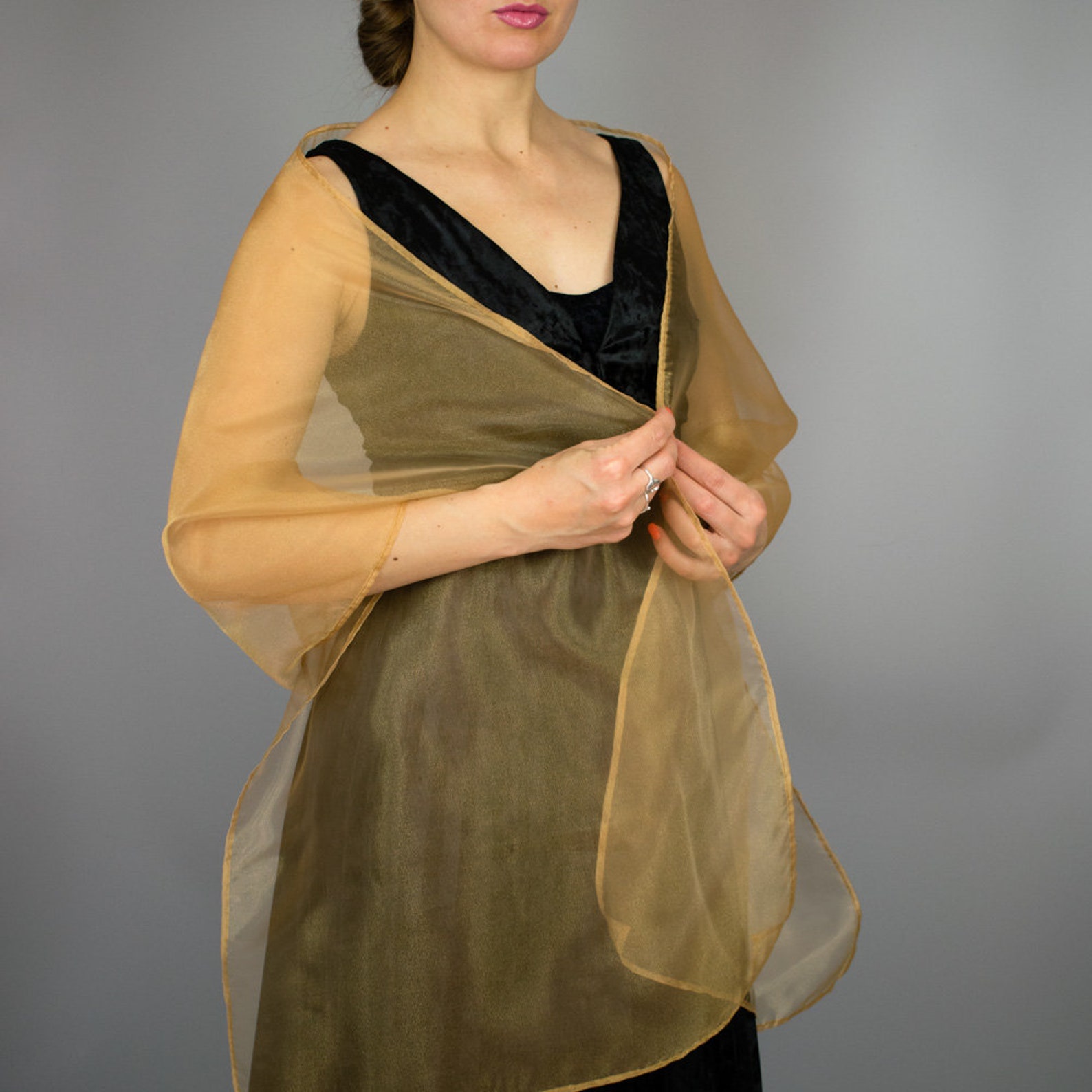 Organza Golden Gold Color Wrap Shawl Bolero Winter Wedding - Etsy