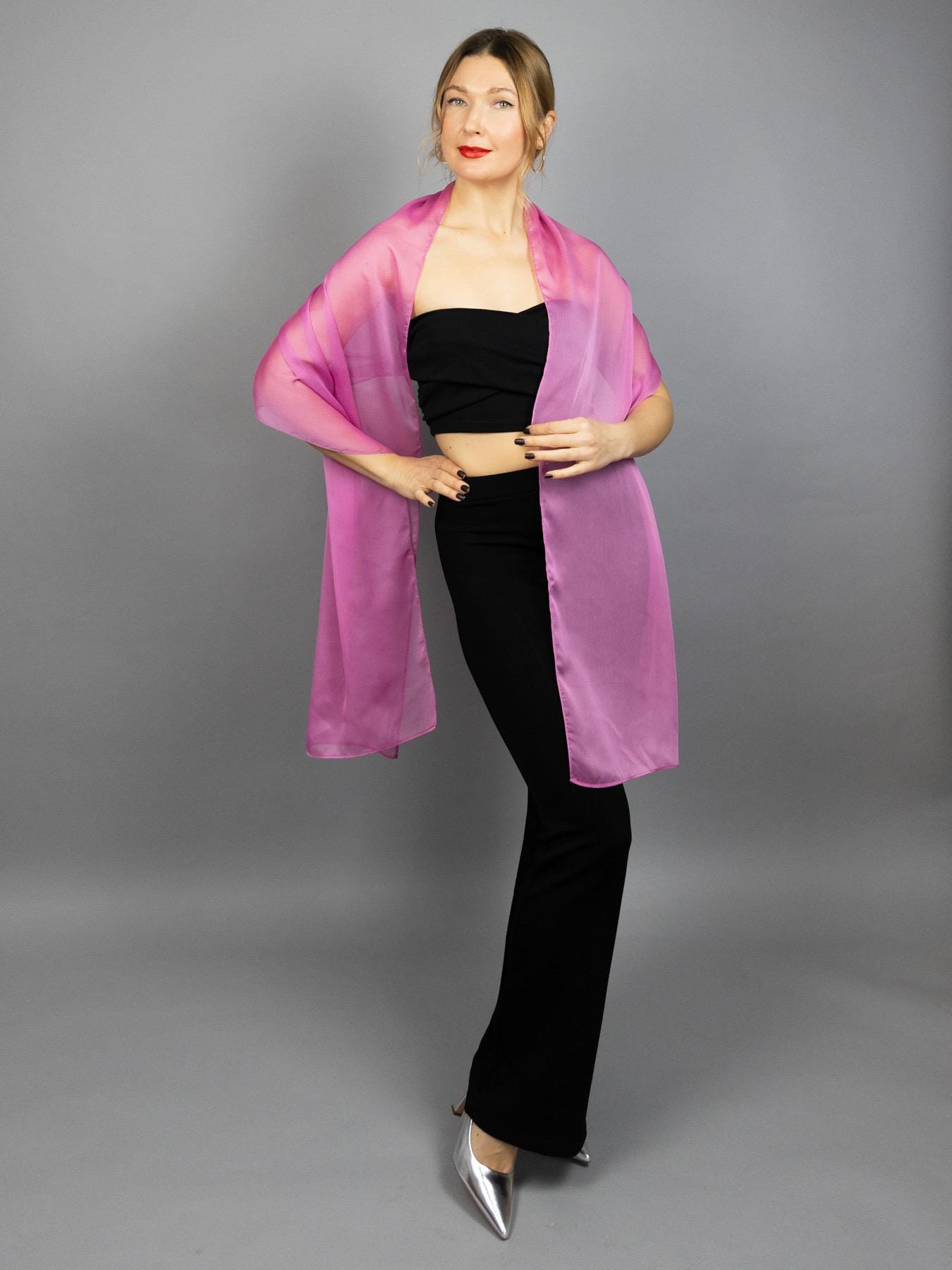 Pink Scarf Pink Wrap Pink Shawl Sheer Pink Shrug Pink Chiffon Shawl ...