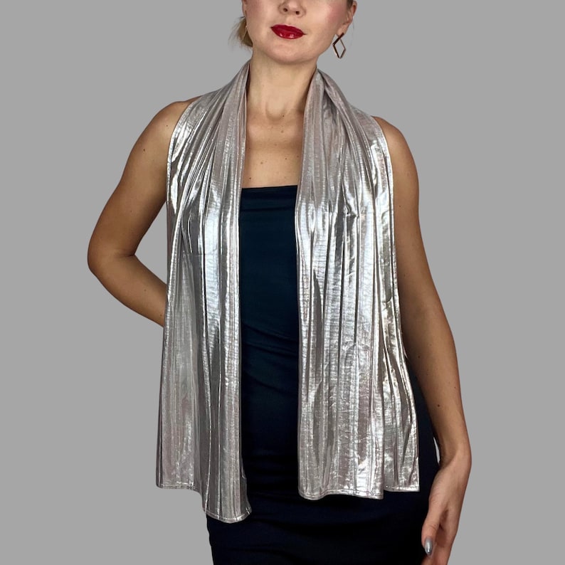 Luxury Soft Viscose Silver Metallic Neck Scarf Silver Tie ,party Neck ...