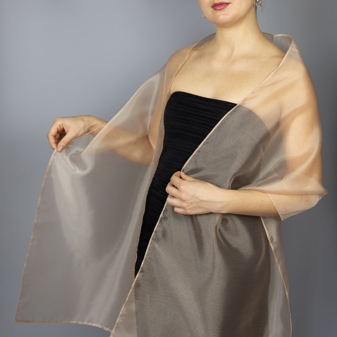 Beige Organza Wrap Beige Sheer Shawl Beige Scarf Beige Sheer Shrug ...