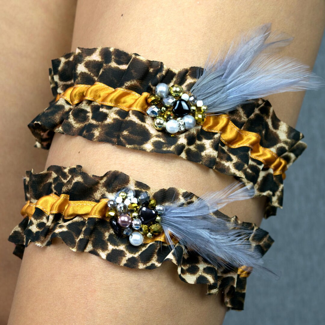 Set of 2 Garters : Tossing Garter Bridal Garter Animal Print Style ...