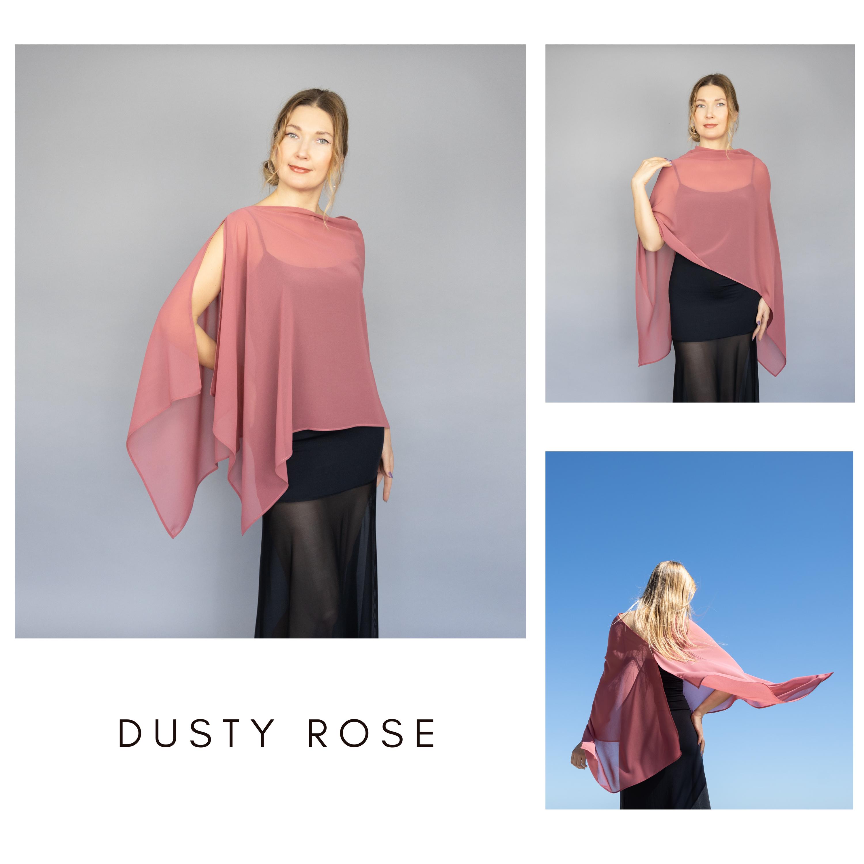 Dusty Rose Capelet Chiffon Shrug Dusty Rose Greek Style Wrap Sheer ...