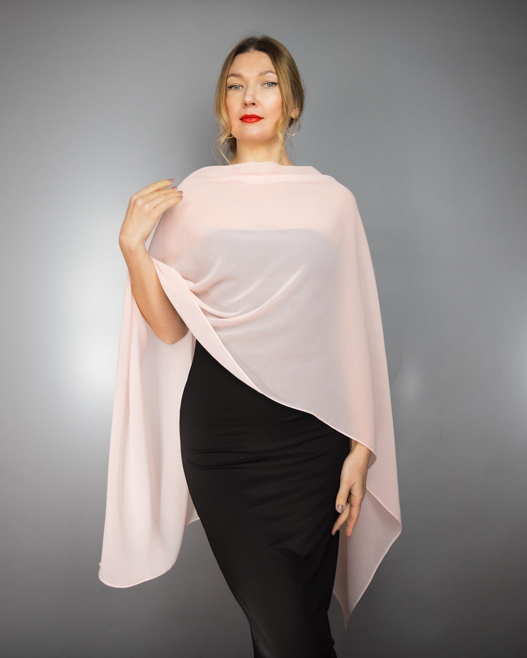 Misty Rose Capelet Light Pink Shrug Pink Greek Style Wrap Sheer Greek ...