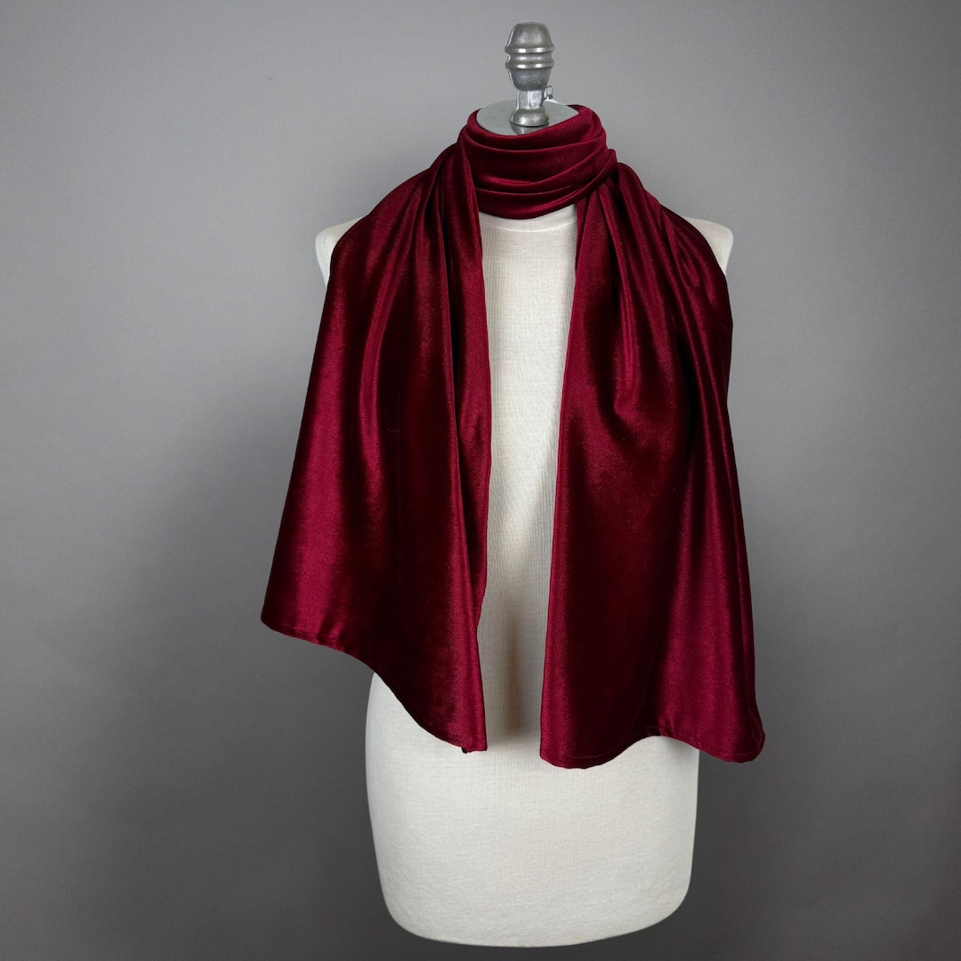 Velvet Scarf Burgundy Velvet Wrap Velvet Shawl Burgundy Red Winter ...
