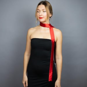 Red Scarf Red Satin Choker Scarf Red Scarf Neck Tie Women Accessories ...