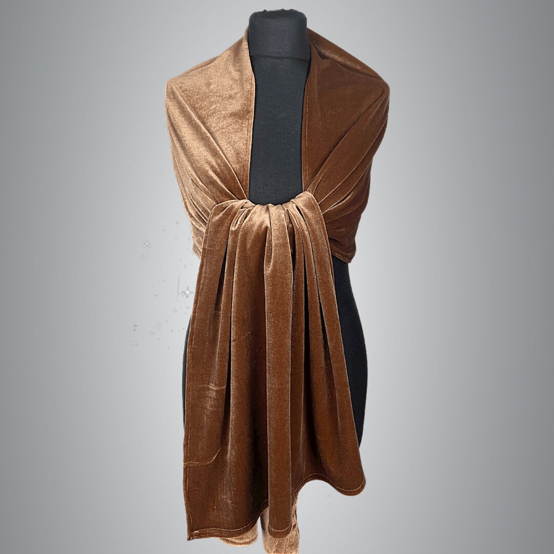Velvet Wrap Shawl Bolero Winter Wedding Shrug Velvet Scarf Brown ...
