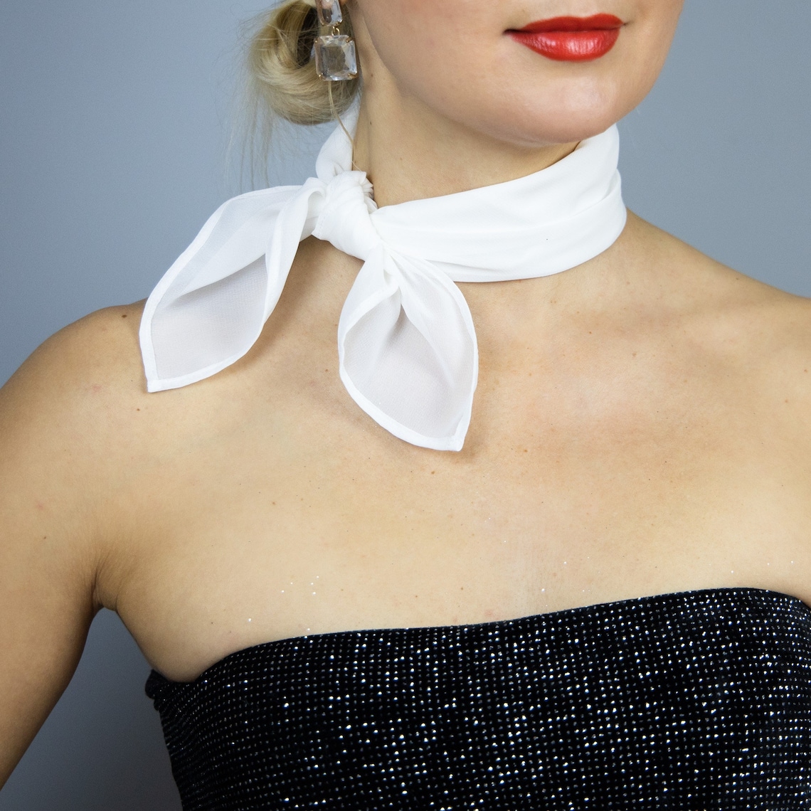 Neck Scarf White Chiffon Various Colors Scarf Neck Tie Women - Etsy