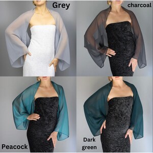 Copen Blue Chiffon Sleeve Wrap Shawl Bolero Winter Wedding Shrug ...