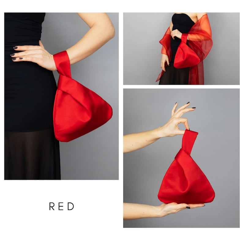 Burgundy Japanese Knot Bag Burgundy Clutch Fuchsia Bag Red Wedding Bag ...
