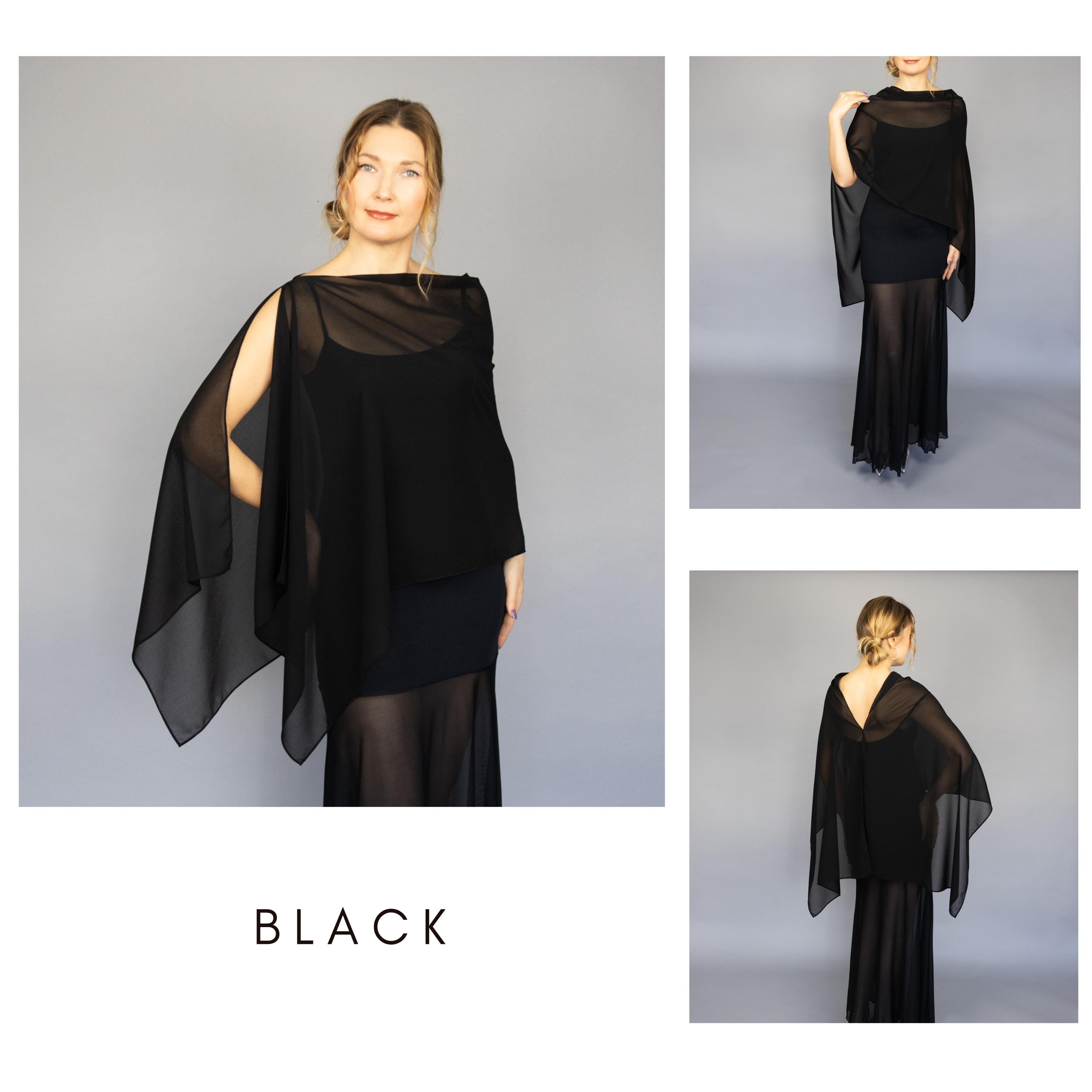 Black Capelet Black Chiffon Shrug Black Greek Style Wrap Sheer Greek ...