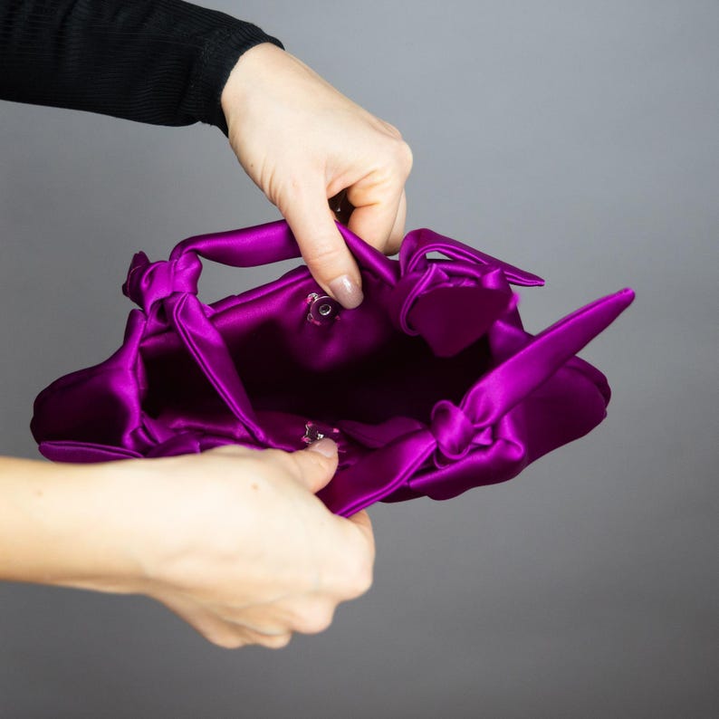 Fuchsia Bag Japanese Knot Bag Fuchsia Satin, Party Bag, Prom Bag ...