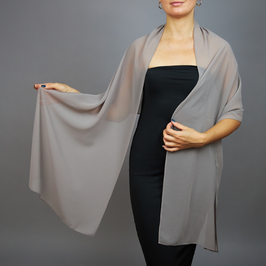 Taupe Beige Chiffon Wrap Taupe Shawl Grey Pastel Shade Wrap, Prom Wrap ...