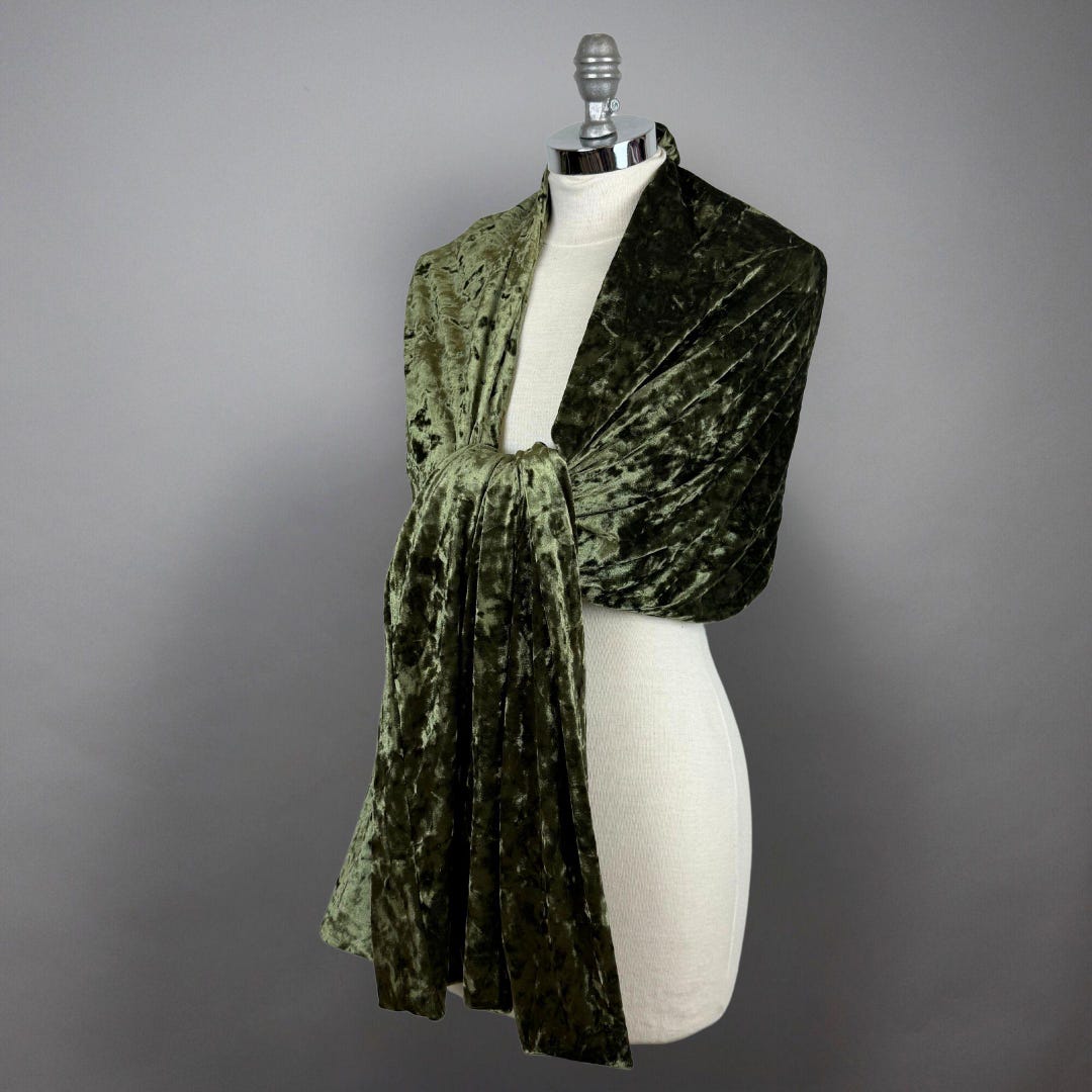 Velvet Wrap Velvet Shawl Olive Green Velvet Scarf Winter Wedding Shrug ...