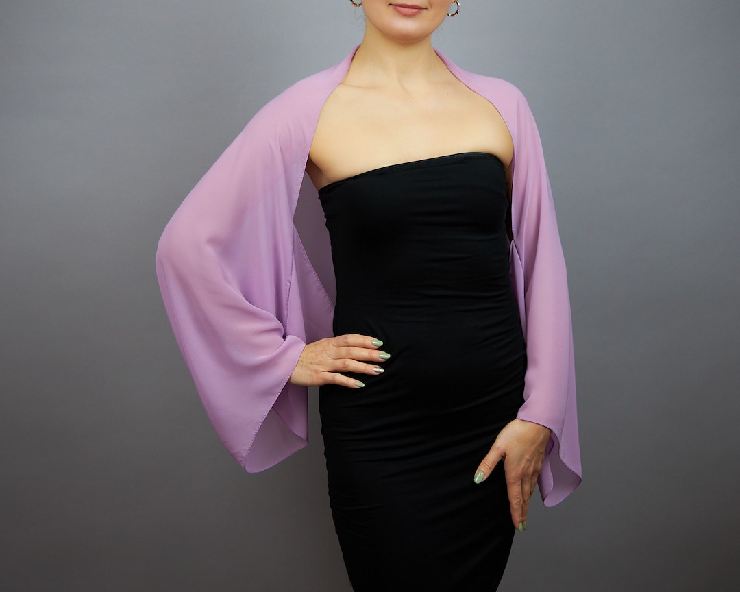 Lavender Lilac Chiffon Wrap Shawl Bolero Sleeves Bridesmaids Wedding ...