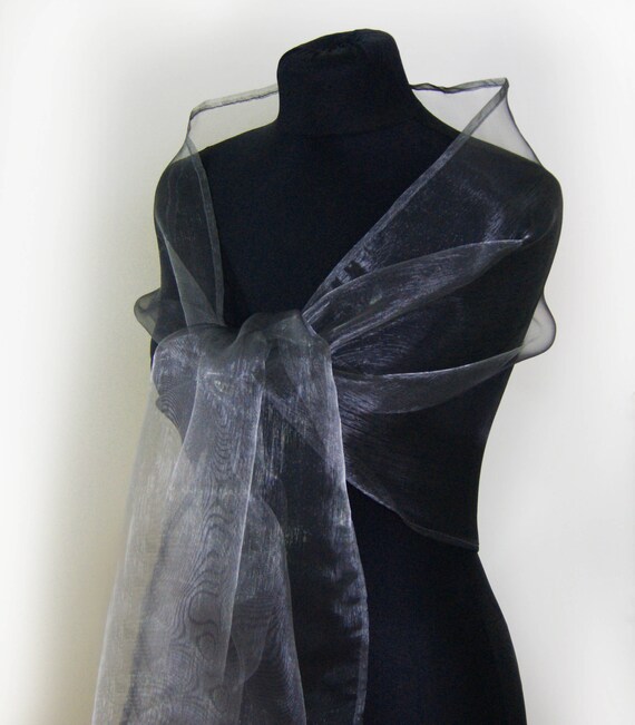 Items similar to 2 tone silver grey Organza wrap shawl summer spring ...