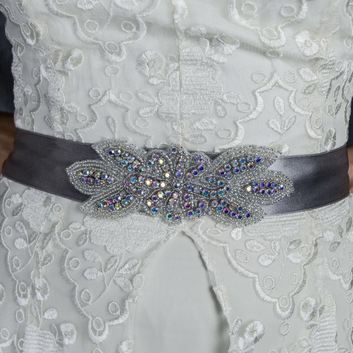 Silver Grey Satin Bridal Sash Wedding Sash Satin Ribbon Mariage ...