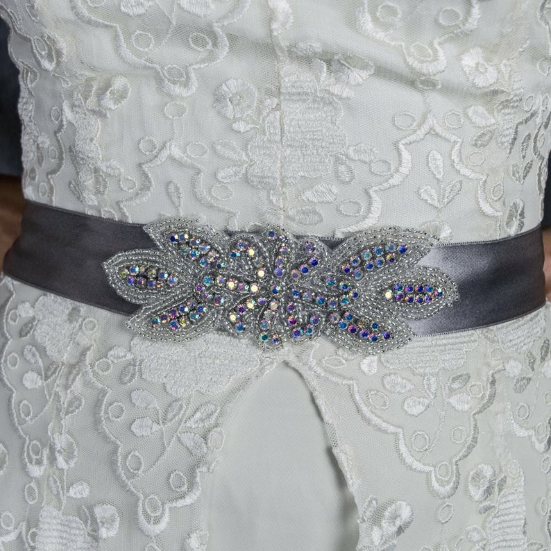 Silver Grey Satin Bridal Sash Wedding Sash Satin Ribbon Mariage ...