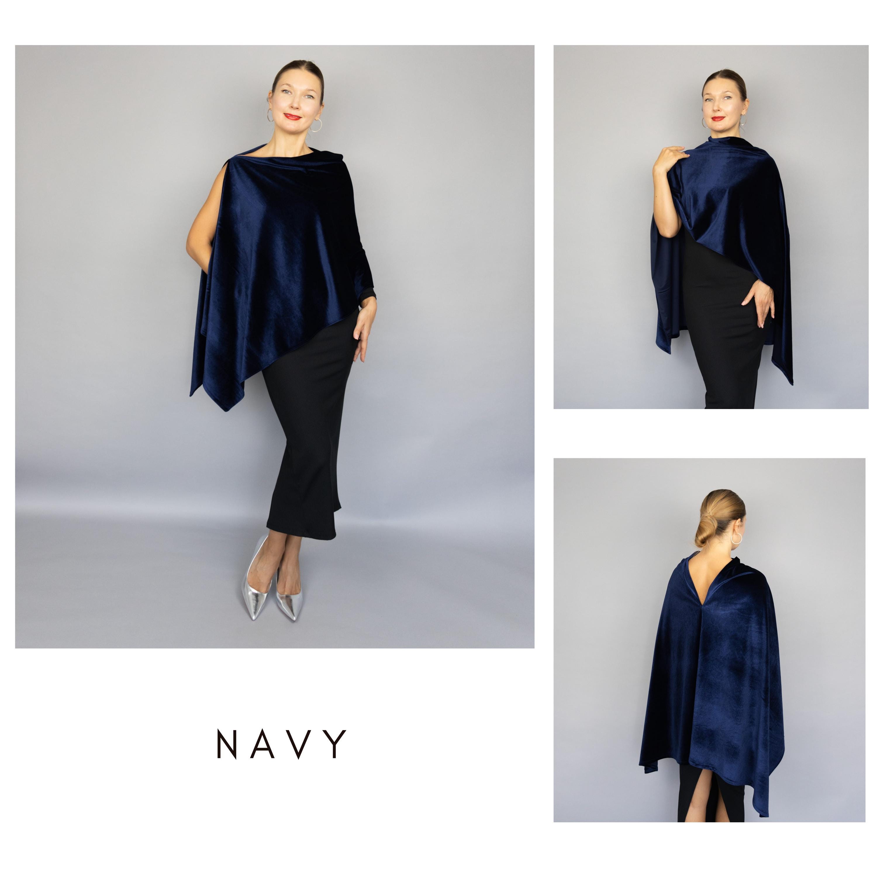 Versatile Velvet Wrap Navy Velvet Cape Velvet Shrug Velour Velvet ...