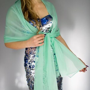 Shawl and Bag , Luxury Green Mint Turquoise Light Green Chiffon Wrap ...