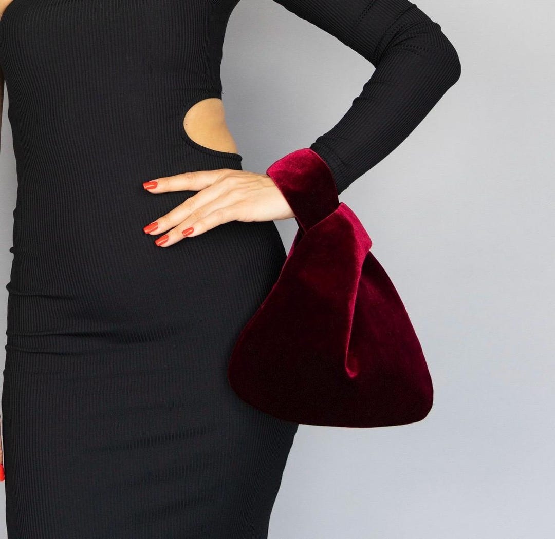 Burgundy Velvet Bag Japanese Knot Velvet Bag Burgundy Velvet Purse ...