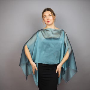 Yale Blue Chiffon Capelet Shrug, Blue Shawl, Blue Scarf, Blue Capelet ...