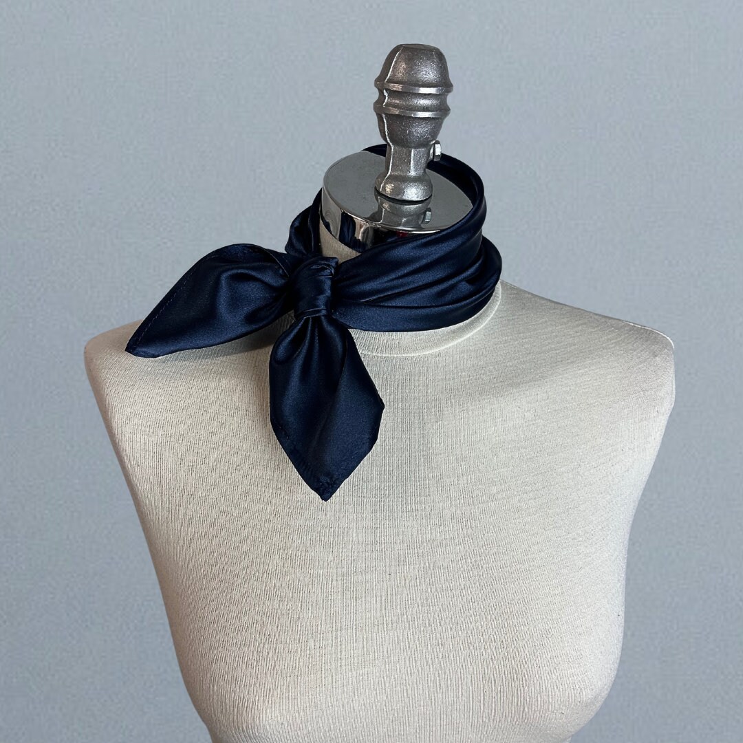 Satin Neck Scarf, Navy Blue Scarf, Various Colors Scarf, Blue Neck Tie ...