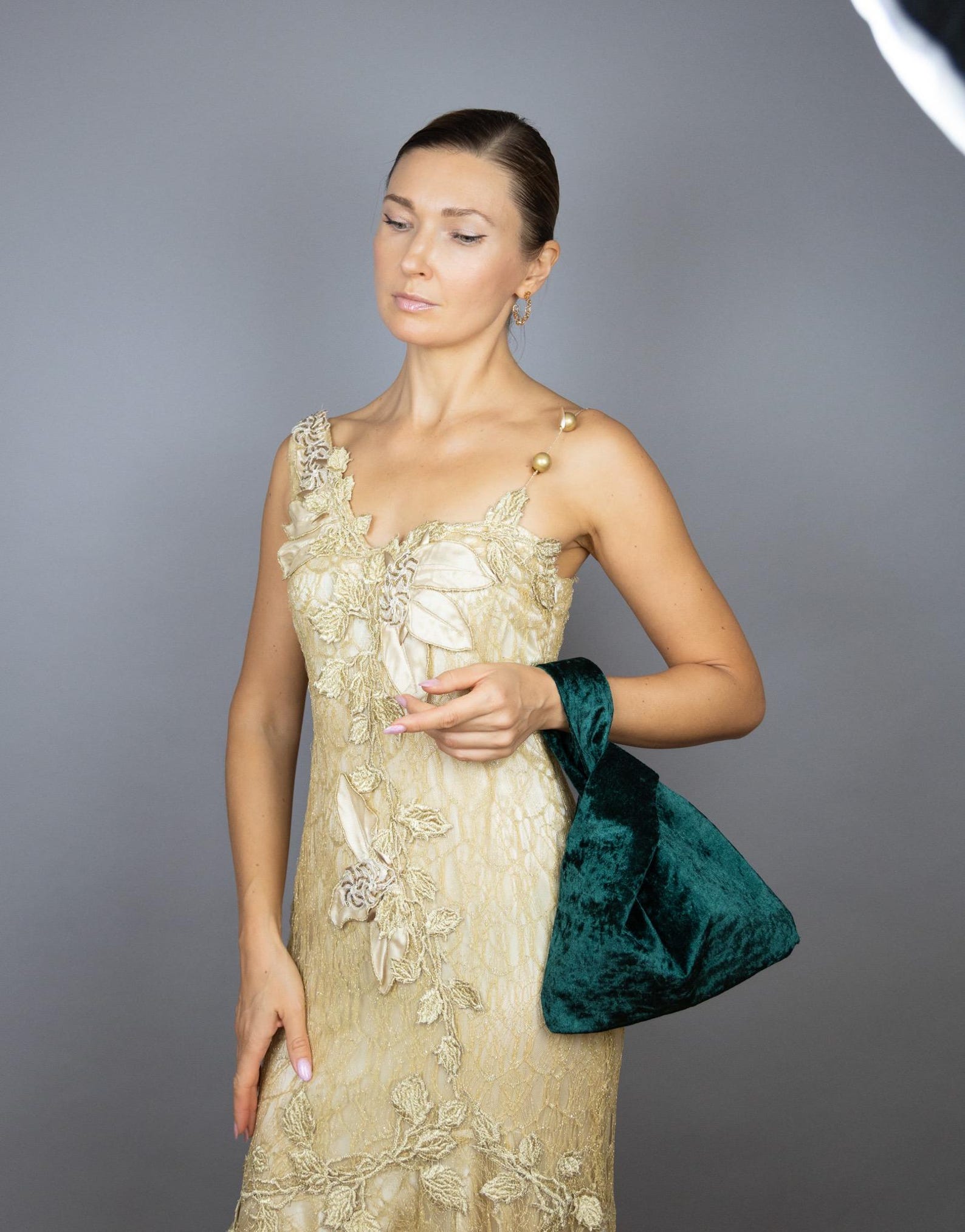 Japanese Knot Bag Purse Clutch Green Velvet Wedding, Party, Special ...
