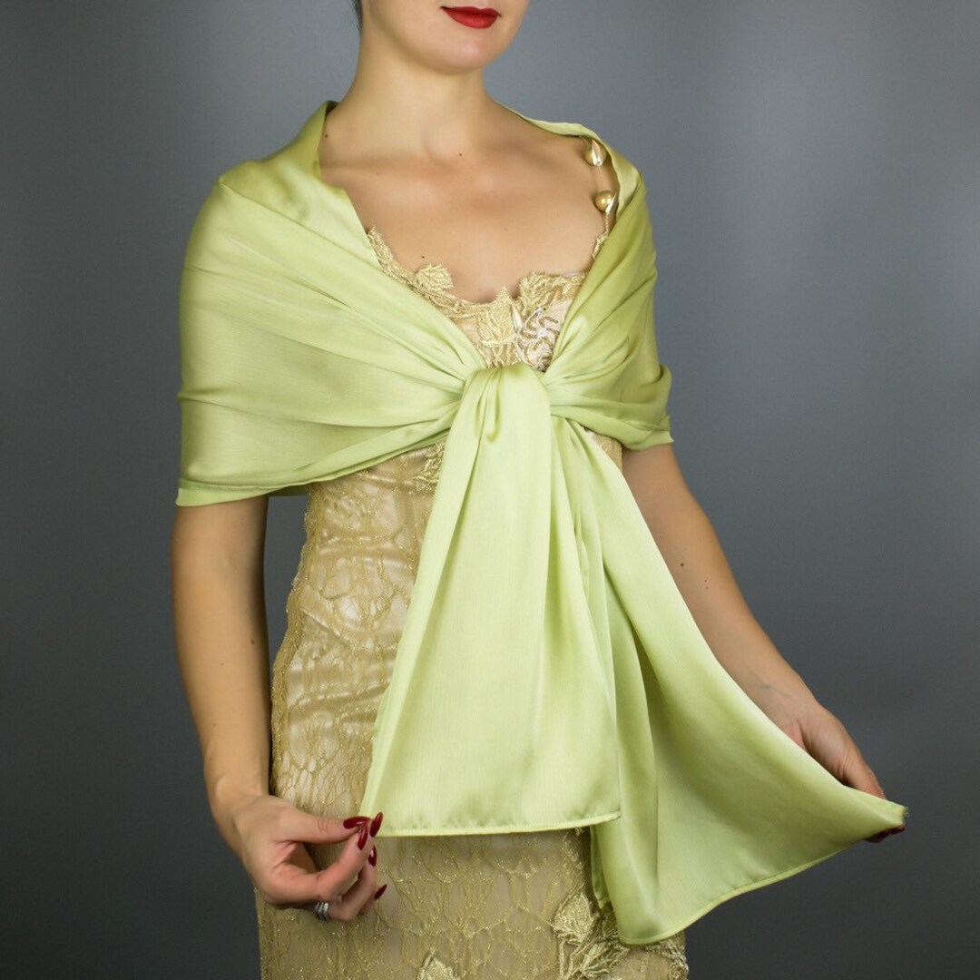 Satin Lime Kelly Green Wrap Shawl Bolero Winter Wedding Shrug Lime Mint ...