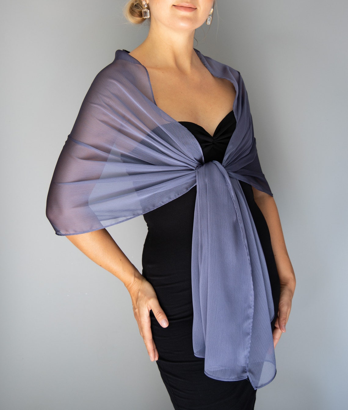Smoky Blue Wrap Blue Shawl Sheer Scarf Sheer Wrap Blue Shrug Blue Scarf ...