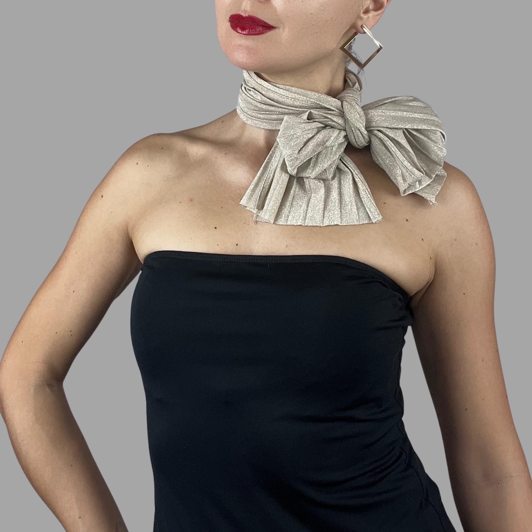 Luxury Soft Viscose Gold Champagne Neck Scarf / Tie ,party Neck Scarf ...