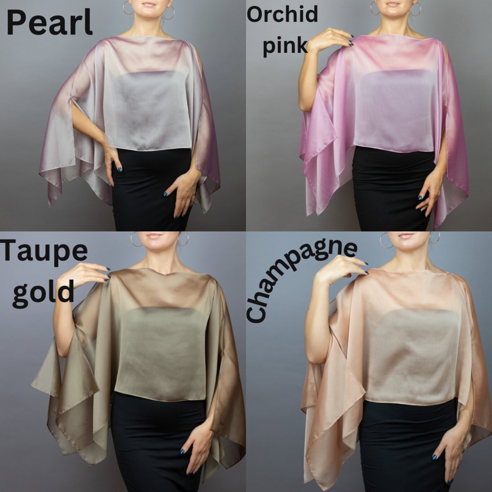 Royal Blue Chiffon Capelet Wrap Shrug Wedding Dress, Luxury Black ...