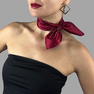 Satin Neck Scarf, Burgundy Scarf, Various Colors Scarf, Burgundy Neck ...