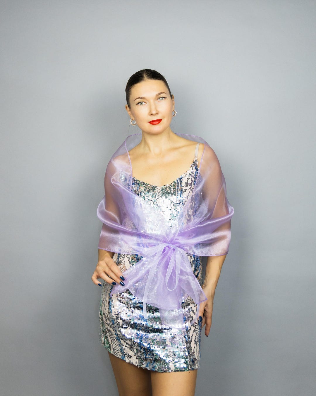 Lavender Wrap Organza Shawl Prom Wrap Evening Wrap Organza Woman Shawl ...