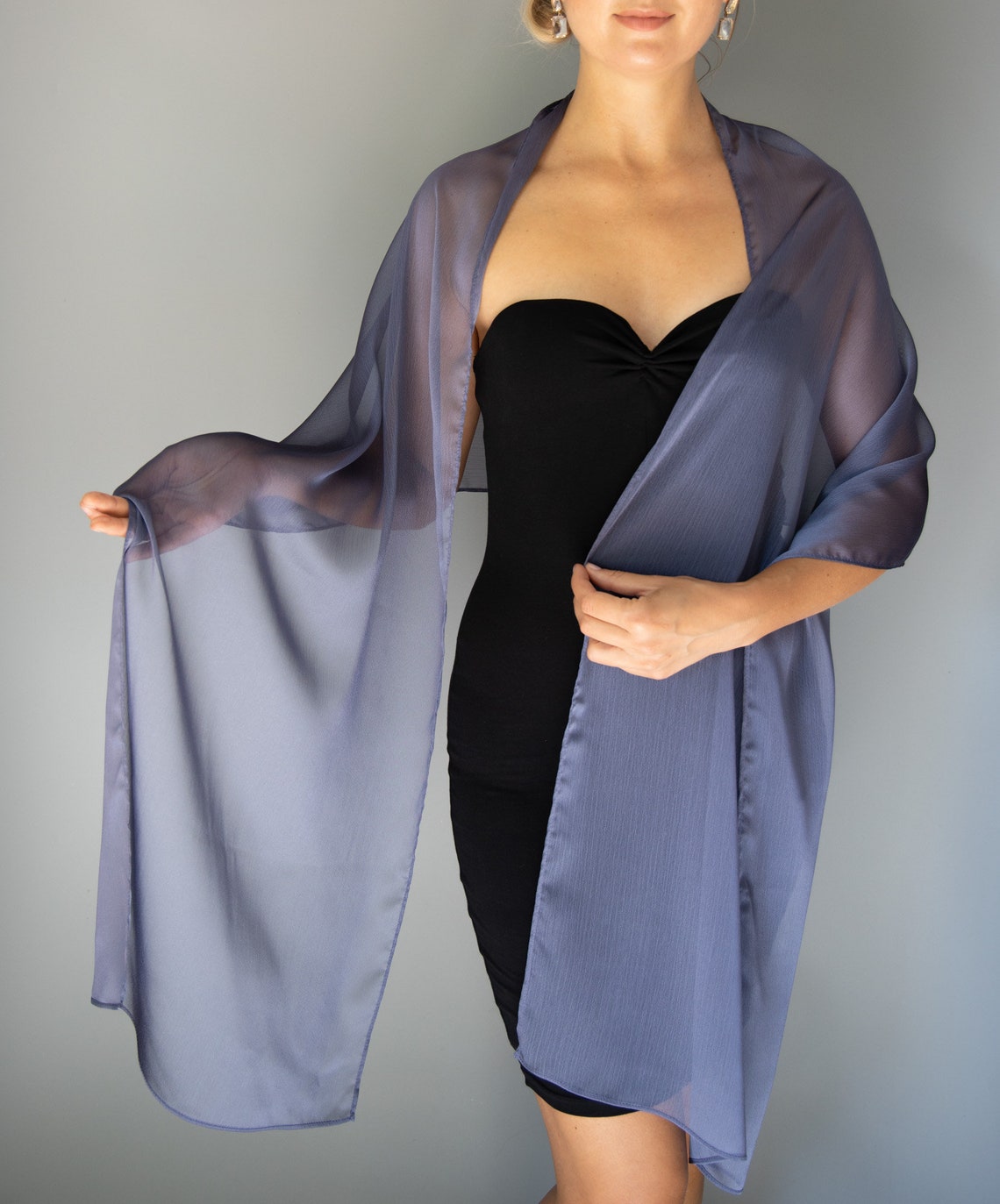 Smoky Blue Wrap Blue Shawl Sheer Scarf Sheer Wrap Blue Shrug Blue Scarf ...