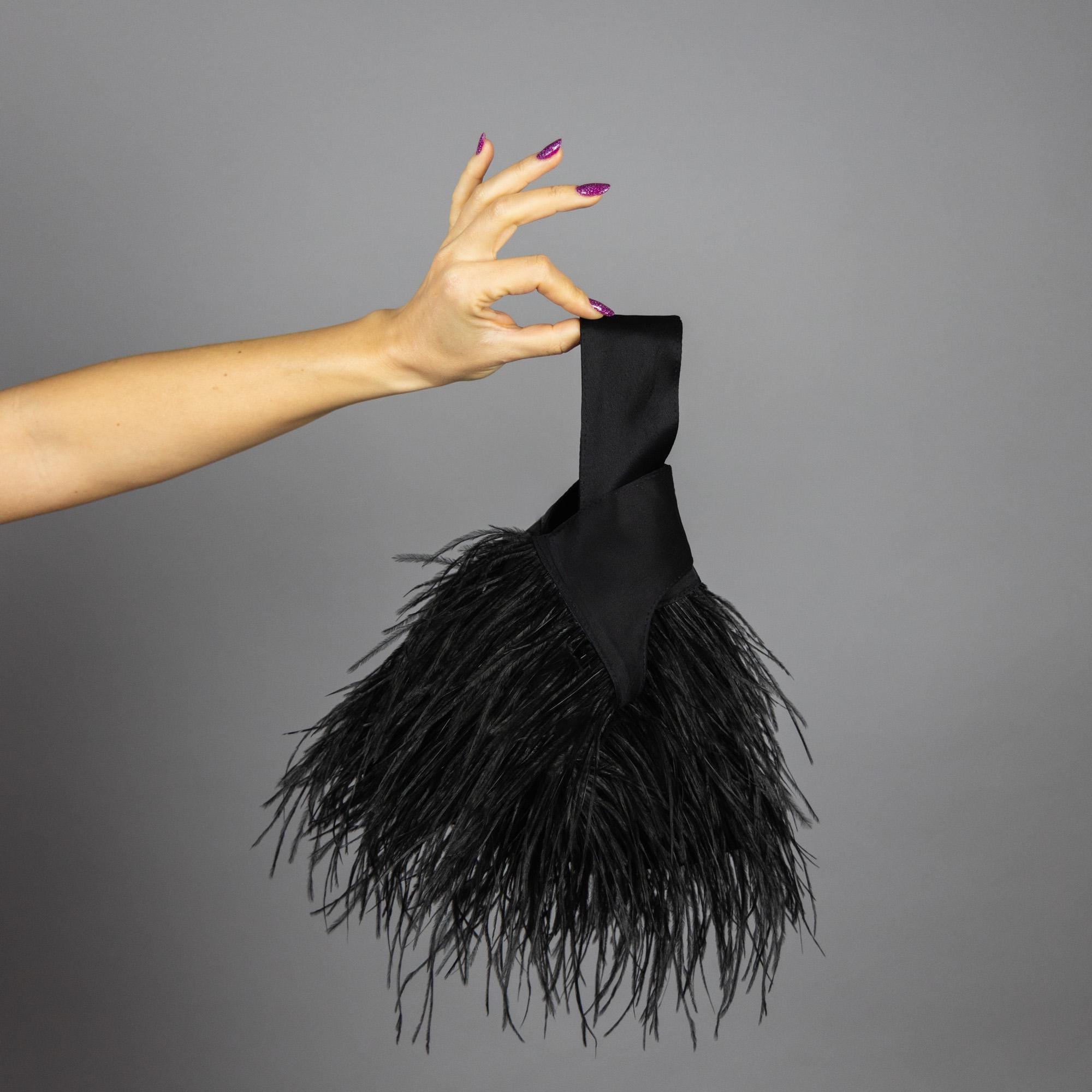 Japanese Knot Bag Black Feathers Purse Black Clutch Black Evening Bag ...
