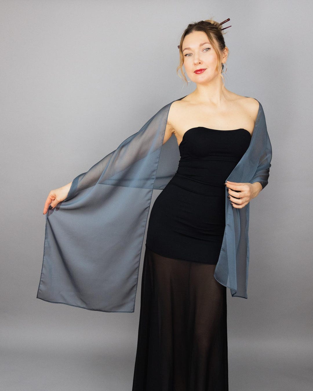 Charcoal Wrap Sheer Silver Shawl Anthracite Scarf Dark Grey Shawl Charcoal Wrap Charcoal Scarf ...