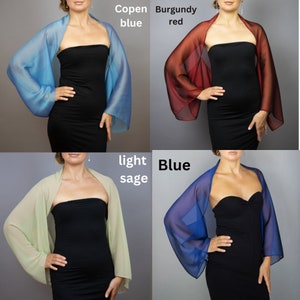 Red Chiffon Wrap Shawl Bolero Sleeves Bridesmaids Wedding Shrug Elegant ...