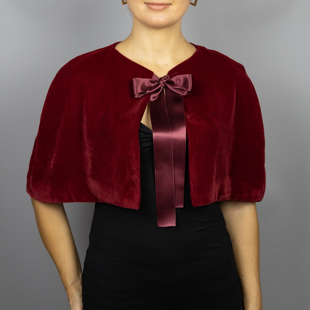 Velvet Velour Capelet Cape Wrap Wedding Shrug, Different Cape Size ...