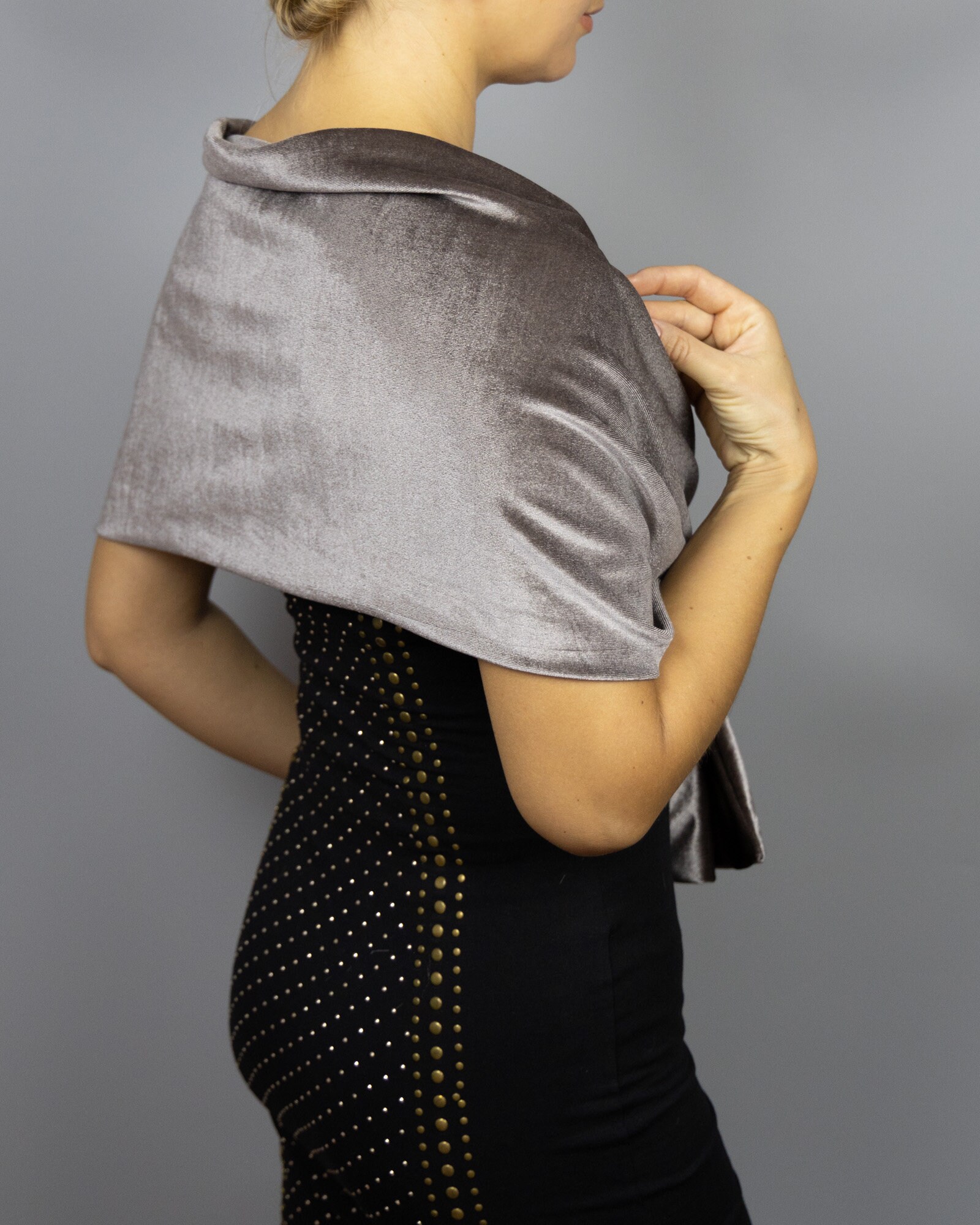 Grey Velvet Velour Wrap Shrug Winter Wedding Shrug Elegant Grey or ...