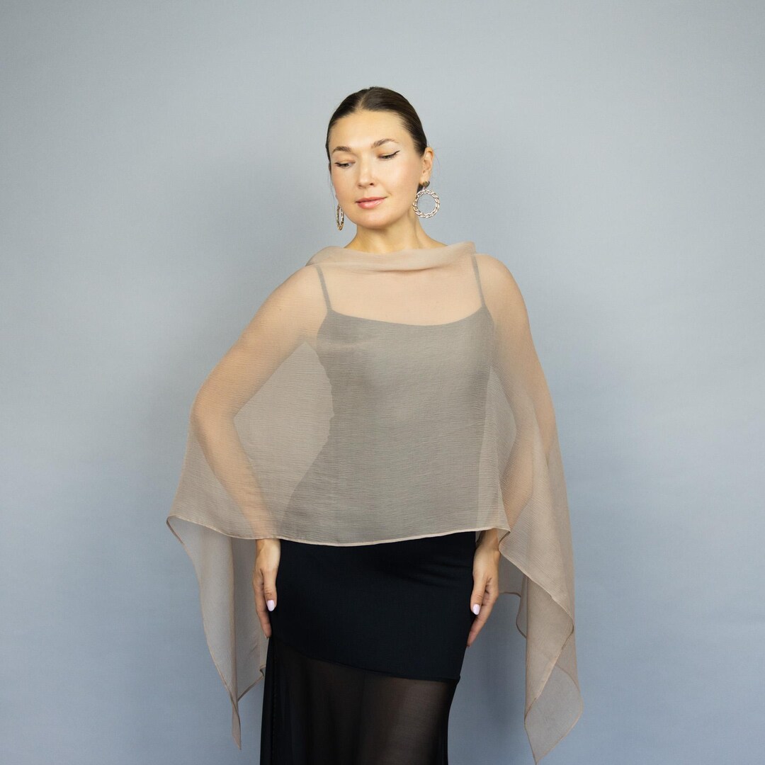 Camel Beige Capelet Beige Silk Chiffon Shrug Camel Greek Style Wrap ...