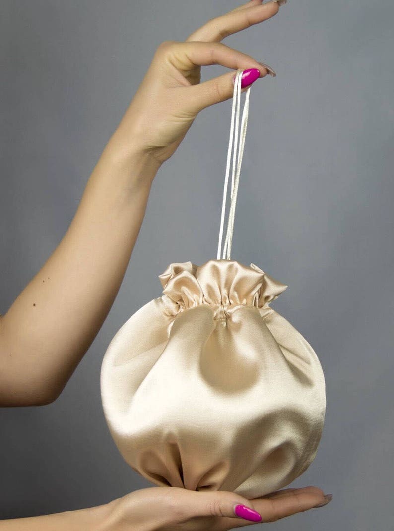 Satin Bag Purse Champagne Beige Ecru Cream for Your Wedding or ...