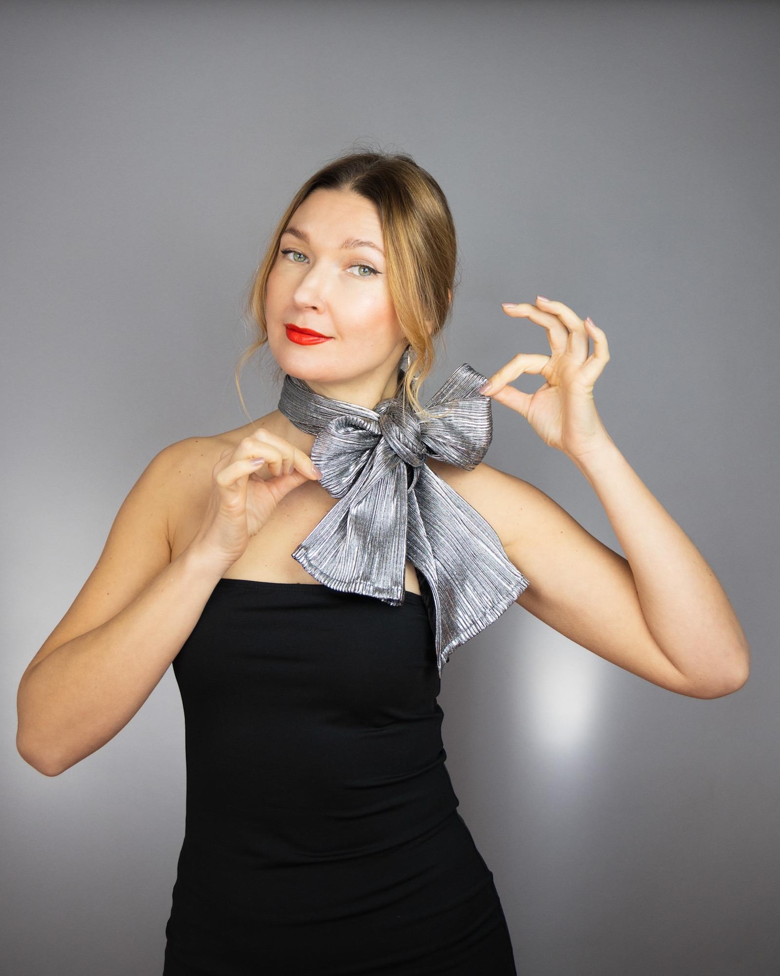Luxury Soft Viscose Silver Metallic Neck Scarf Silver Tie ,party Neck ...