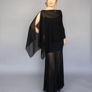 Black Capelet Black Chiffon Shrug Black Greek Style Wrap Sheer Greek ...