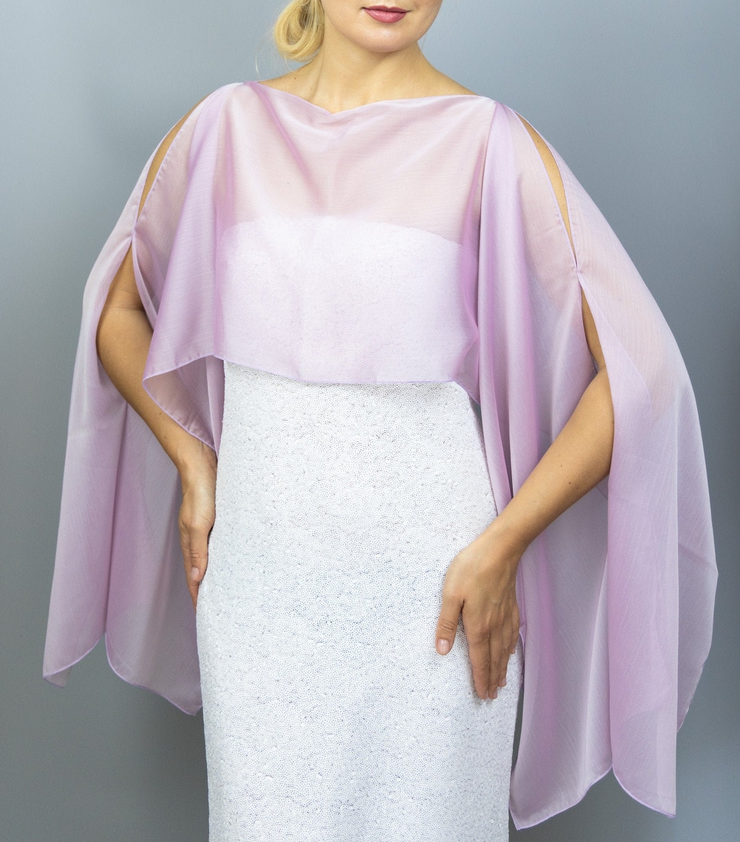 Lavender Lilac Chiffon Wrap Shawl Bolero Summer Spring Wedding Shrug ...