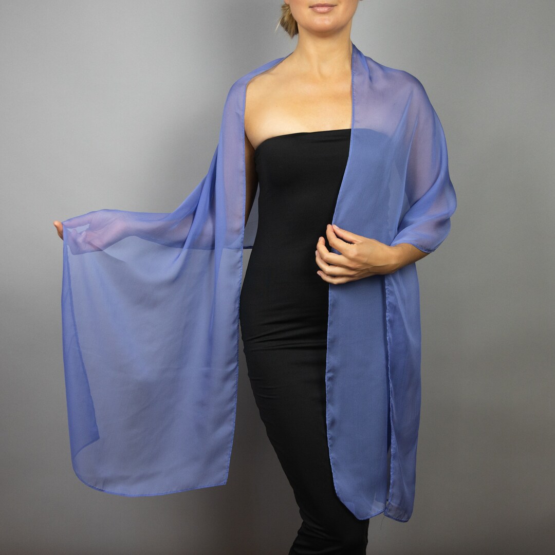 Blue Scarf Light Blue Chiffon Wrap Blue Shawl Wedding Scarf Bridesmaids ...