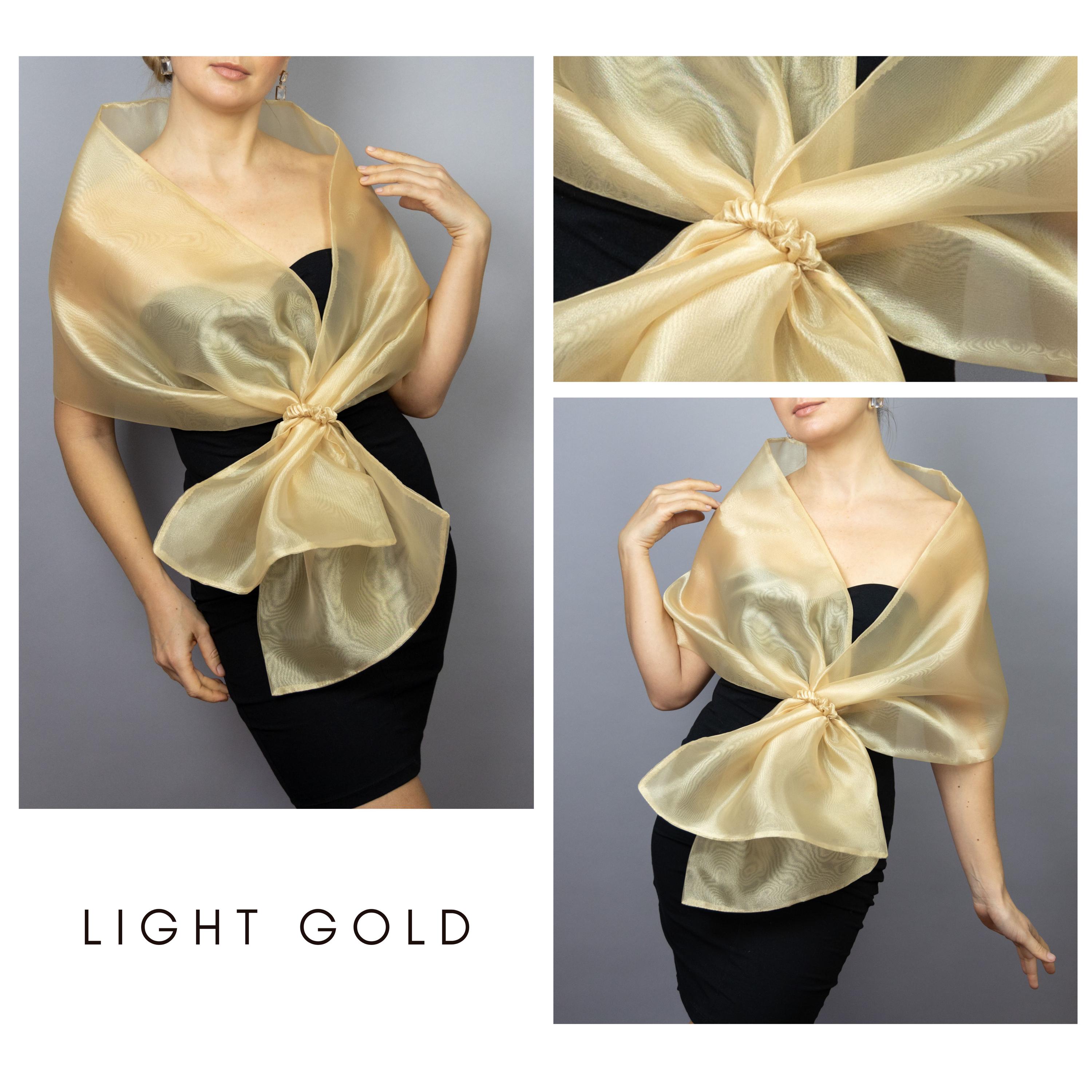 Gold Organza Wrap Gold Pull Through Wrap Gold Shawl Gold Bridesmaid ...
