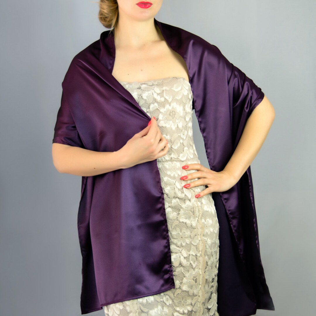 Wine Color Satin Scarf Wine Wrap Wine Shawl Wedding Shrug Eggplant ...