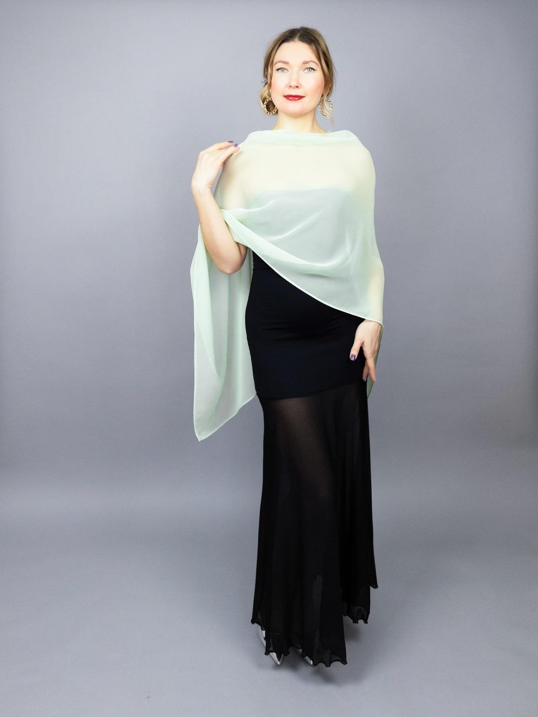 Mint Green Capelet Light Green Shrug Greek Style Wrap Sheer Greek Cape ...