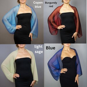 Copen Blue Chiffon Sleeve Wrap Shawl Bolero Winter Wedding Shrug ...