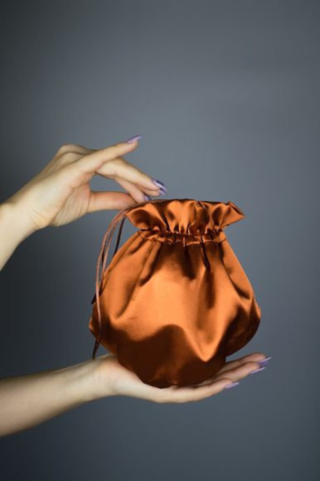 Satin Ginger Brown Bag Wedding , Orange Bag, Money Bag, Purse , Clutch ...